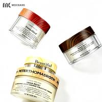 China 100g-250g Biodegradable Bamboo Texture Lid Wide-Mouth PETG Cream Jar for Organic Skincare for sale