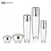 China Luxury Clear Glass Skincare Packaging Set 30G-120ML Leak-Proof Bottles Jars for Toner Serum Cream OEM ODM for sale