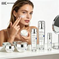 China Luxury Clear Glass Skincare Packaging Set 30G-120ML Leak-Proof Bottles Jars for Toner Serum Cream OEM ODM for sale