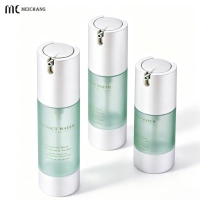 China 20ml/30ml/50ml Luxury Frosted Green PCR Refillable Airless Bottle for Serum & Lotion Packaging(MC-289) for sale