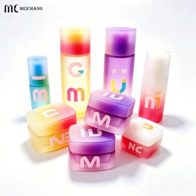 China 30g/50g/30ml/50ml/120ml Luxury Frosted Square Glass Skincare Packaging Set Custom Lotion Bottle & Cream Jar OEM/ODM Cosmetic Packaging(MC-318) for sale