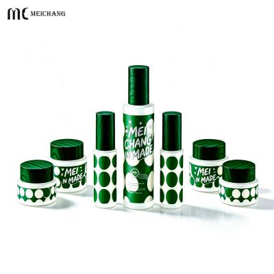 China Custom Gradient Silver Electroplated Silk Screen Printed Frosted Glass Skincare Packaging Set with Multiple Dispensing Options for sale
