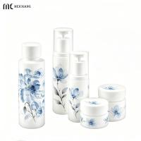 China Blue & White Oriental Design Light-Blocking Glass Skincare Bottle with UV Protection Coating and Customizable Decoration for sale
