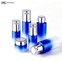 China Blue & White Oriental Design Light-Blocking Glass Skincare Bottle with UV Protection Coating and Customizable Decoration for sale