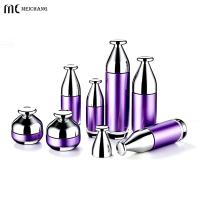 China Patented Luxury Glass Cosmetic Packaging Set with Metallic Finish and Complete Skincare Matrix for sale