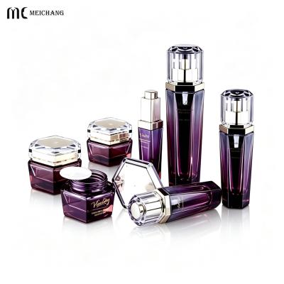 China 30g/50g/30ml/40ml/110ml Hexagonal Glass Skincare Packaging Set – Ergonomic Geometric Glass Bottles & Cream Jars for High-End Tech Skincare(MC-325) for sale
