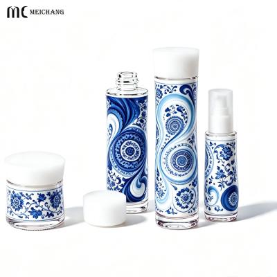China 50g/45ml/110ml/145ml Light-Blocking Refillable Glass Skincare Packaging Set – Customizable UV-Protective Cosmetic Bottles & Cream Jar for Sustainable Beauty Brands(MC-327) for sale