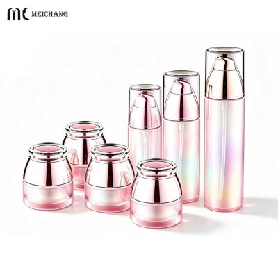 China 30g/50g/40ml/80ml/100ml Luxury Vacuum Metallized Light-Barrier Glass Skincare Packaging Set with Lotion Pump Bottle & Cream Jar (MC-328) for sale