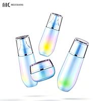 China 30g/50g/30ml/100ml/120ml Curved Teardrop Oval Glass Skincare Packaging Set with Silver Plated Pump Caps(MC-332) for sale