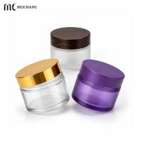 China 1oz/2oz/4oz/8oz/16oz Amber & Frosted Clear Glass Cosmetic Jar with Black/White Lid(MC-G-557) for sale