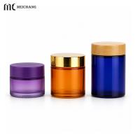China 1oz/2oz/4oz/8oz/16oz Amber & Frosted Clear Glass Cosmetic Jar with Black/White Lid(MC-G-557) for sale