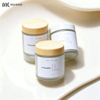 China 5g 10g 20g 30g 50g 100g 200g Natural Body Butter Glass Jar with Bamboo Lid – Frosted Amber & Clear Glass Cosmetic Jar for Body Butter(MC-G-566) for sale