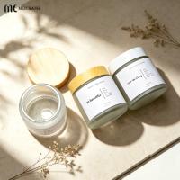 China 5g 10g 20g 30g 50g 100g 200g Natural Body Butter Glass Jar with Bamboo Lid – Frosted Amber & Clear Glass Cosmetic Jar for Body Butter(MC-G-566) for sale