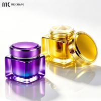 China 50g Double-Wall Crystal-Effect Square Cream Jar for Premium Skincare Packaging(MC-Y-570) for sale