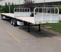 China Two Tandem Container Flatbed Semi Truck Trailer With Jost Kingpin And Fuwa / BPW Axle for sale