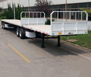 China Two Tandem Container Flatbed Semi Truck Trailer With Jost Kingpin And Fuwa / BPW Axle for sale