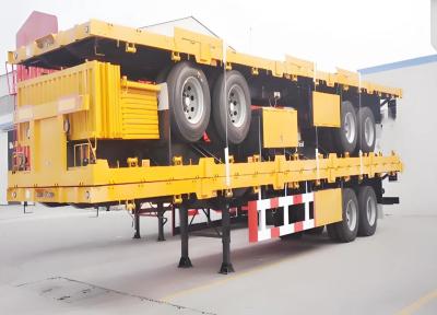 China Tire Number 16 40FT Skeleton Container Transport /Flatbed Chassis Cargo Truck Semi Trailer for sale