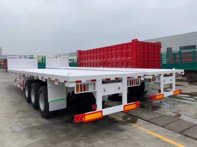 China 3 Axle 60 Ton Fuwa Flatbed Semi Trailer 20FT/40FT Container Cargo Transport Truck for sale