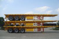 China 1310mm Wheel Base 3 Axle Flatbed Semi Trailer for Shipping / Carrier of 40 Feet Container for sale