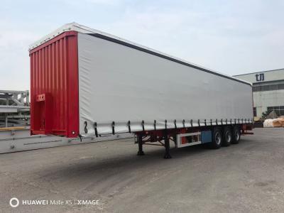 China 1310mm Wheel Base Steel Side Curtain Semi Trailer For 3 Axle Truck Transporting Goods for sale