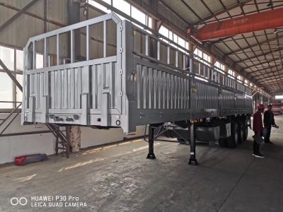 China 4 Axle 80 Ton Transport Trucks Bulk Goods Sidewall Fence Trailers Dropside Semi Trailer for sale
