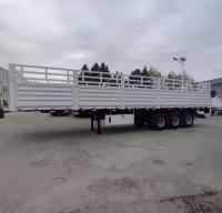 China 3 Axle 40t Animal Transport Fence Utility Cargo Truck Trailer With Van Type Design for sale