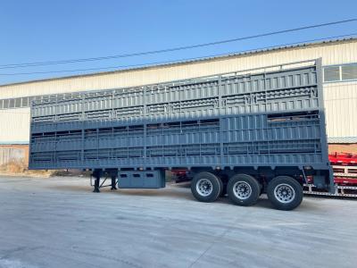 China Triangle / Double Star / Double Money Livestock Transport Trailer With Hydraulic Lift for sale