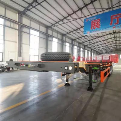 China Self Dumping Bed Semi Truck Trailer Shipping Container Chassis Trailer Flatbed Trailer for sale