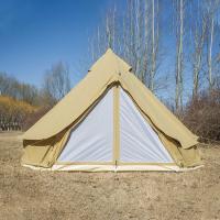 China 3m Beige Color Fireproof Bell Yurt Tent Camping Tripod Steel Frame Teepee 320gsm for sale