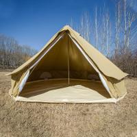 China 3m Beige Color Fireproof Bell Yurt Tent Camping Tripod Steel Frame Teepee 320gsm for sale