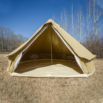 China 3m Beige Color Fireproof Bell Yurt Tent Camping Tripod Steel Frame Teepee 320gsm for sale