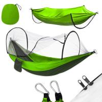 China Hot sale parachute nylon lightweight outdoor travel camping hammock with mosquito net and rain fly tarp for sale
