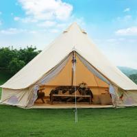 China Luxury Waterproof Four-season Canvas Bell Tent for Glamping with Easy Setup (4M/5M/6M Available) for sale