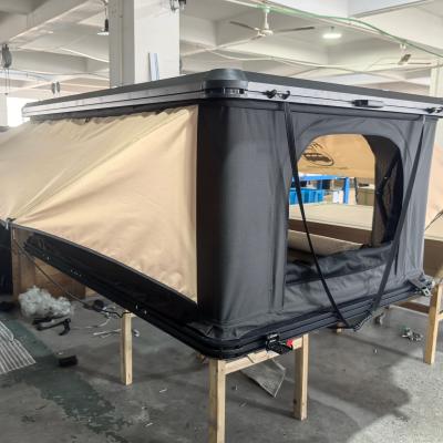 China Camping Aluminum 3 Person Outdoor Z Rooftop Roof Top Small Car Tent Z Fold Triangle Clamshell Hard Shell Top Roof Tent for Tall for sale