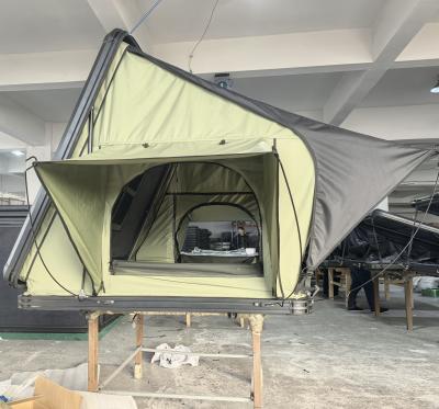 China Camping Aluminum 3 Person Outdoor Lightweight Luxury Rooftop Tent Roof Top Car Tent Triangle Clamshell Hard Shell Top Roof Tent for sale