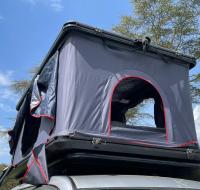 China Aluminum 3-Person Camping Tent with Ladder Outdoor Rooftop Hard Shell Car Tent Triangle Clamshell Design for sale