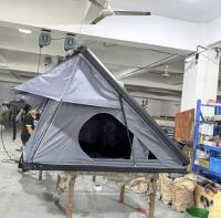 China Camping Aluminum 3-Person Rooftop Car Tent with Ladder Outdoor Hiking Hard Shell Triangle Clamshell Top Roof Tent for sale