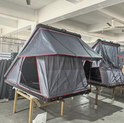 China 4-Person Aluminum Triangle Outback Tourer Roof Top Tent for Jeep Wrangler Waterproof Hard Shell Pop-Up with Ladder Accessory for sale