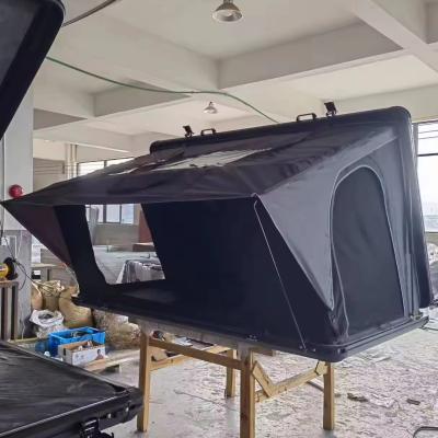 China 4 Person Aluminum Camping Tent Waterproof Rooftop Car Tent with Triangle Clamshell Hard Shell Ladder for Outdoor Hiking Roaring for sale