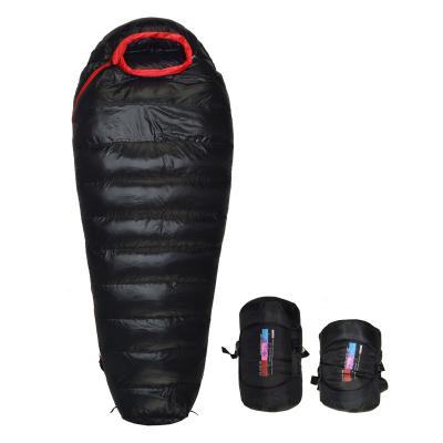 China Wholesale waterproof cold weather sleeping bag camping hiking goose down mummy sleeping bag for sale