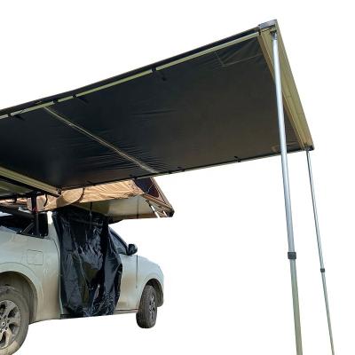 China Factory best-selling black glue coating with lights car side sunscreen canopy tent aluminum alloy support pole tent for sale