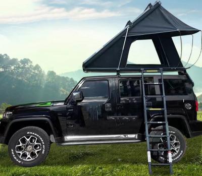 China 4x4 Off-road Camping Car Triangular Roof Top Tent Aluminum 4 Person Outdoor Rooftop Tent Clamshell Hard Shell Top Roof Tent for sale