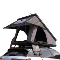 China Outdoor self driving camping roof tent with large black glue aluminum shell triangular roof tent inside for sale