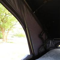 China Outdoor self driving camping roof tent with large black glue aluminum shell triangular roof tent inside for sale