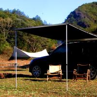 China Outdoor Waterproof and Windproof Black Coated Oxford 4x4 4wd Car Side Awning Tent With Adjustable Led Light for sale