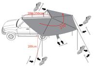 China 4x4 Accessories Sector Car Foxwing Awning /Tent 270 Degree Awning with Side Wall for sale