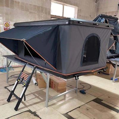 China Aluminum Camping Tent for 3 People Outdoor Hiking & Rooftop Car Roof Hard Shell Triangle Clamshell with Ladder Accessory for sale
