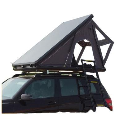 China Aluminum 3-Person Camping Tent with Ladder Outdoor Hiking Rooftop Car Roof Tent Hard Shell Triangle Clamshell for Mini Audi for sale