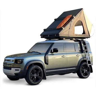China Factory Camping Aluminum 3 Person Outdoor Hiking Rooftop Roof Top Car Tent Triangle Clamshell Hard Shell Top Roof Tent for sale