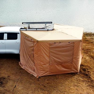 China New Design 270 Degree Free Standing Poles Awning Car Side Roof Top Tent Made of Oxford Fabric for Camping for sale